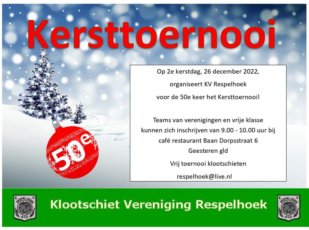 Kersttoernooi Klootschiet vereniging Respelhoek