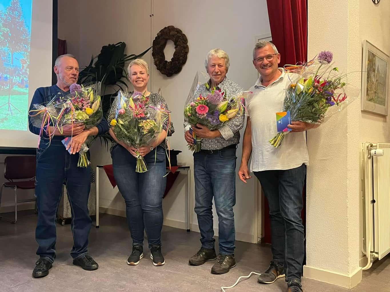 Vier nieuwe ereleden Vereniging Rekkens Volksfeest