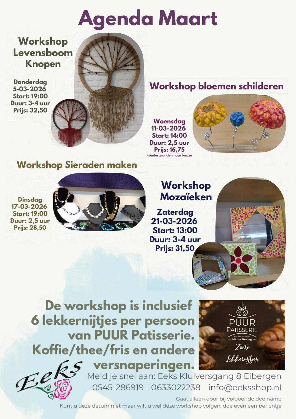 Creatief het voorjaar in: Eeks organiseert maart‑workshops met zoete ...