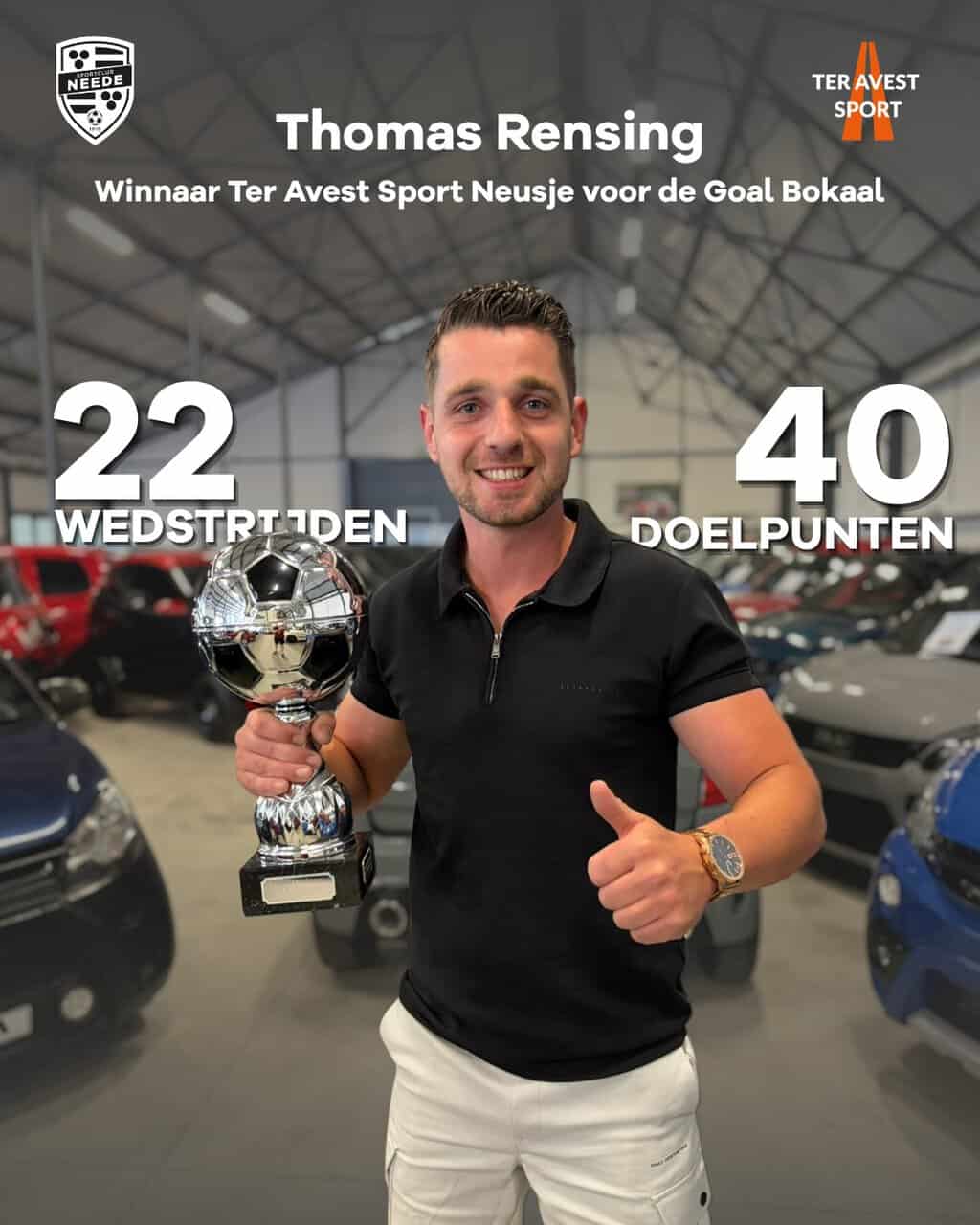 Thomas Rensing wint Ter Avest Sport Neusje voor de Goal bokaal 2025/2026